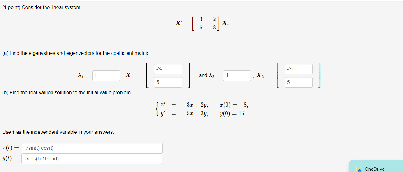 Solved Consider the Linear System.A. Find the eigenvalues | Chegg.com