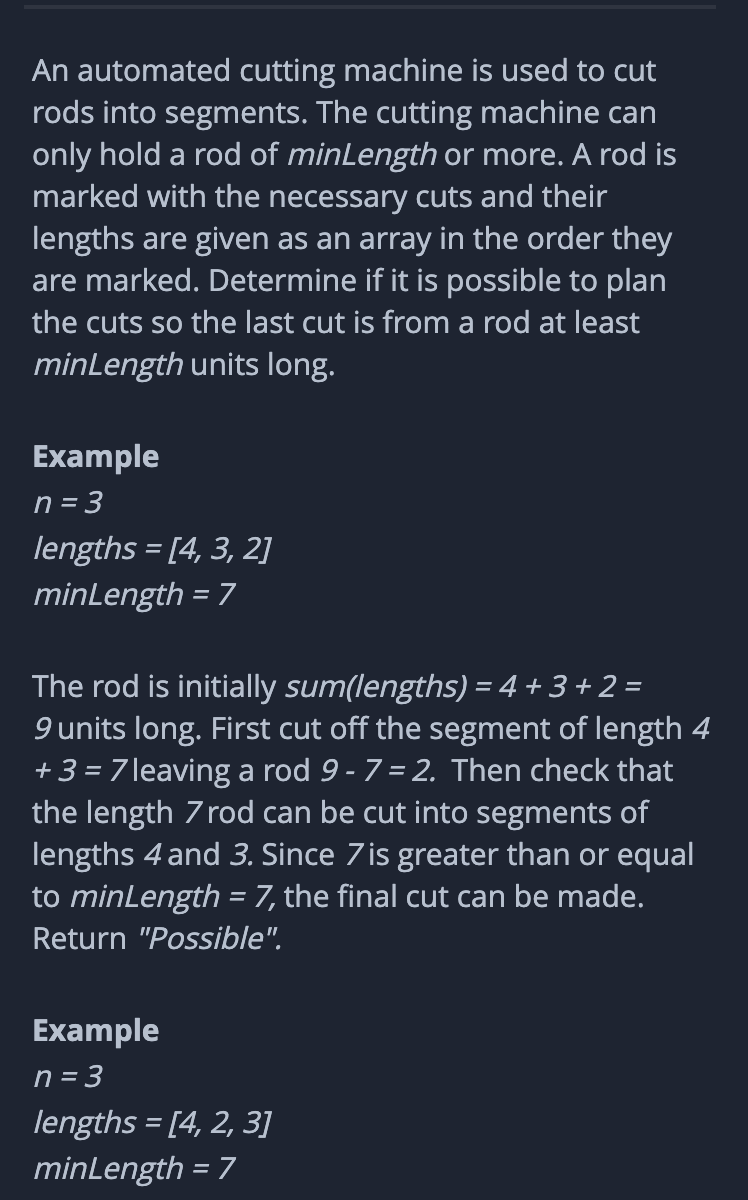 Solved (C++) Given an array of cut lengths to be made on a | Chegg.com