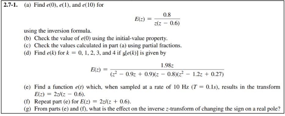 Solved -1. (a) Find e(0),e(1), and e(10) for | Chegg.com