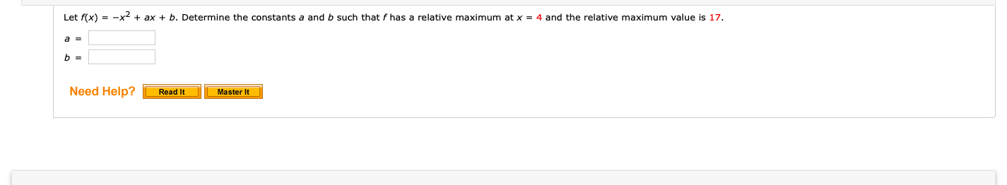 Solved Let f(x) = -x2 + ax + b. Determine the constants a | Chegg.com