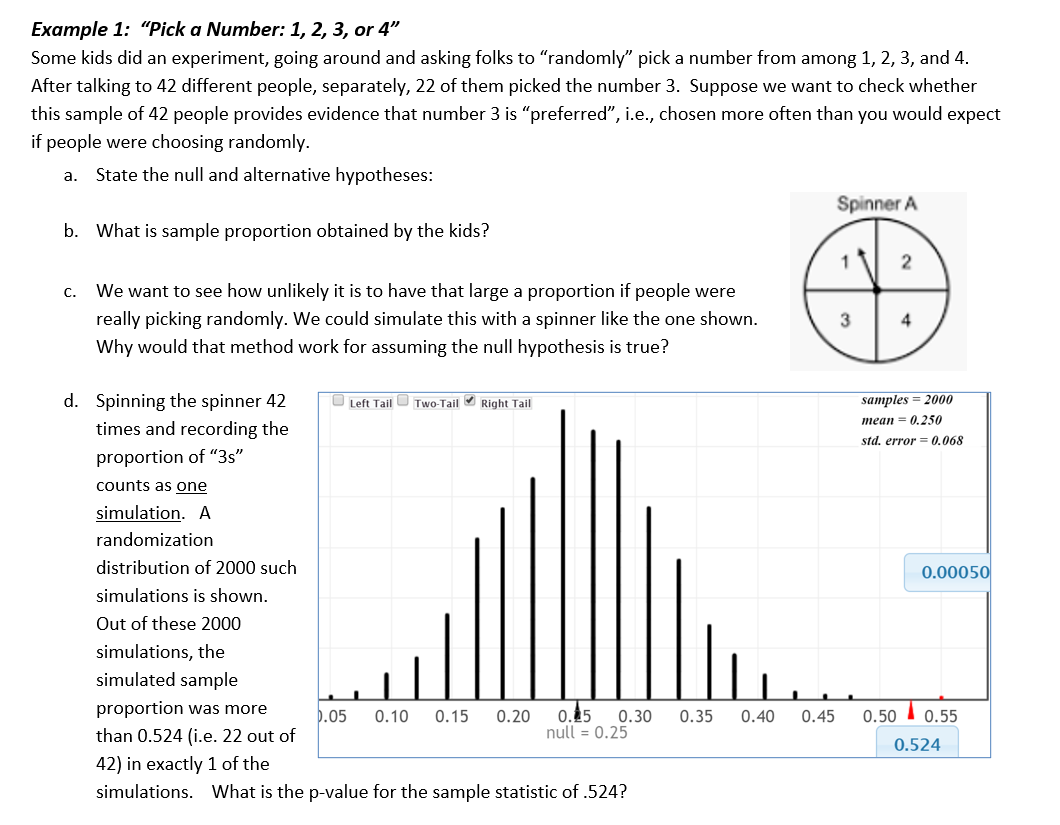 a. Example 1: "Pick a Number: 1, 2, 3, or 4" Some | Chegg.com