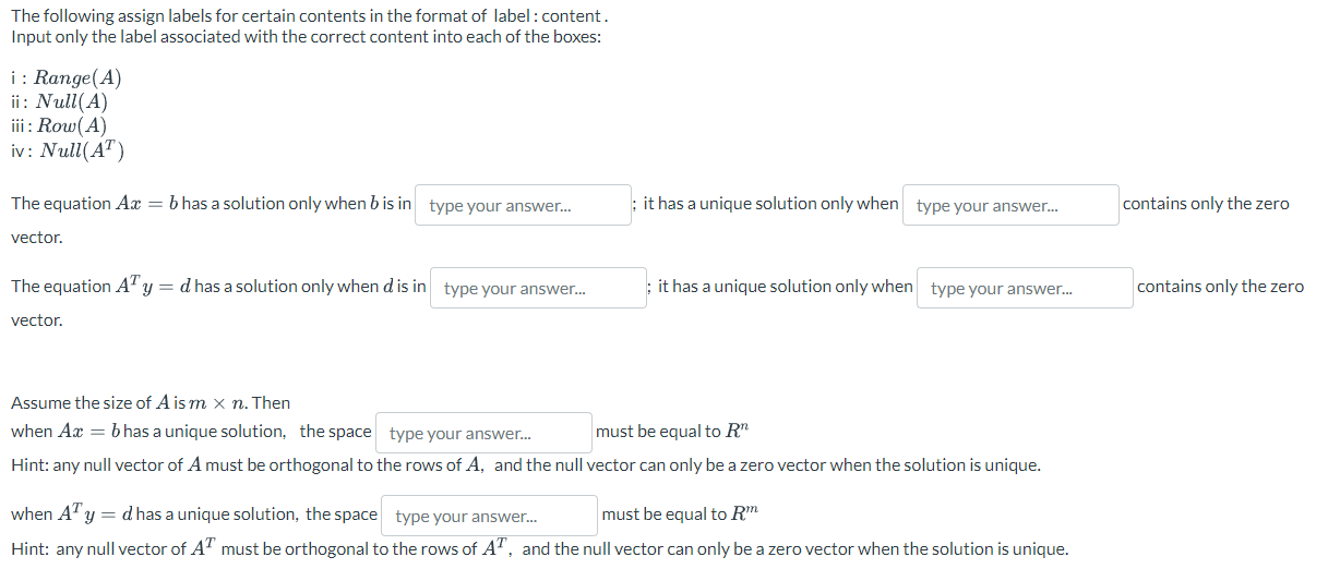 Solved The following assign labels for certain contents in | Chegg.com