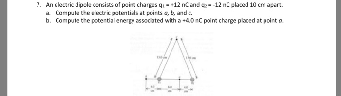 Solved 7. An electric dipole consists of point charges q1+12 | Chegg.com