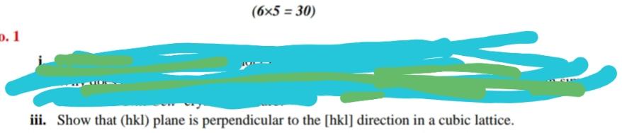 Solved (6x5 = 30) n. 1 . iii. Show that (hkl) plane is | Chegg.com