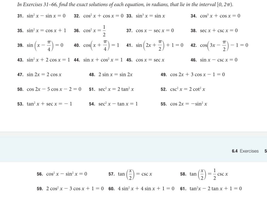 Solved In Exercises 31-66, find the exact solutions of each | Chegg.com