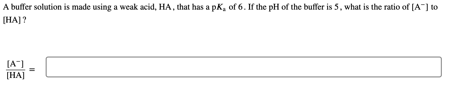 Solved A buffer solution is made using a weak acid, HA, that | Chegg.com