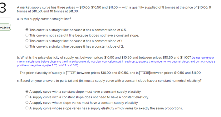 Solved A market supply curve has three prices −$10.00,$10.50 | Chegg.com