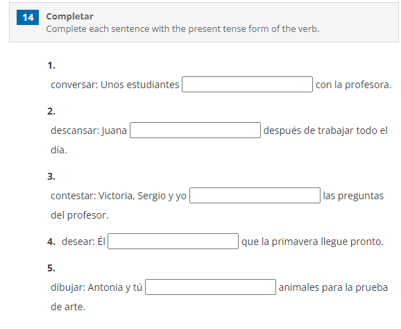 14 Completar Complete each sentence with the present | Chegg.com