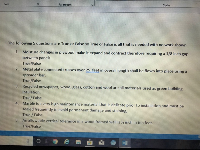 Solved Font Paragraph Styles The Following 5 Questions Are 8375