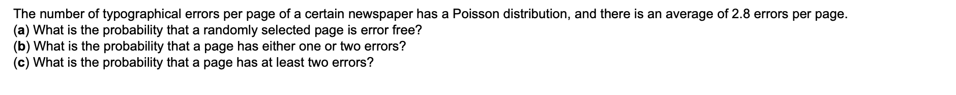 Solved The number of typographical errors per page of a | Chegg.com
