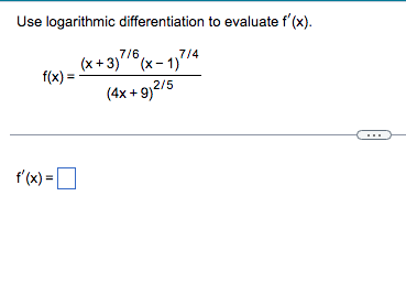 Solved Use logarithmic differentiation to evaluate f′(x) | Chegg.com