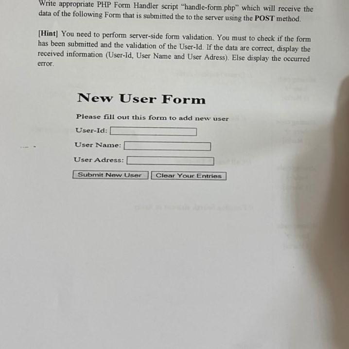 Solved Write appropriate PHP Form Handler script | Chegg.com