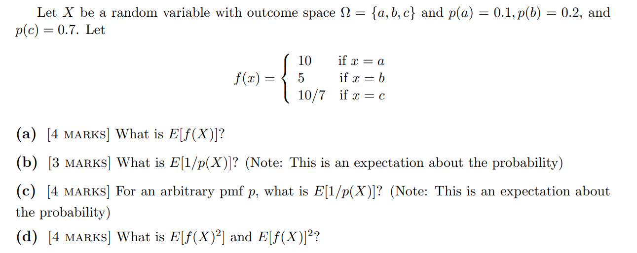 Solved Let X be a random variable with outcome space | Chegg.com