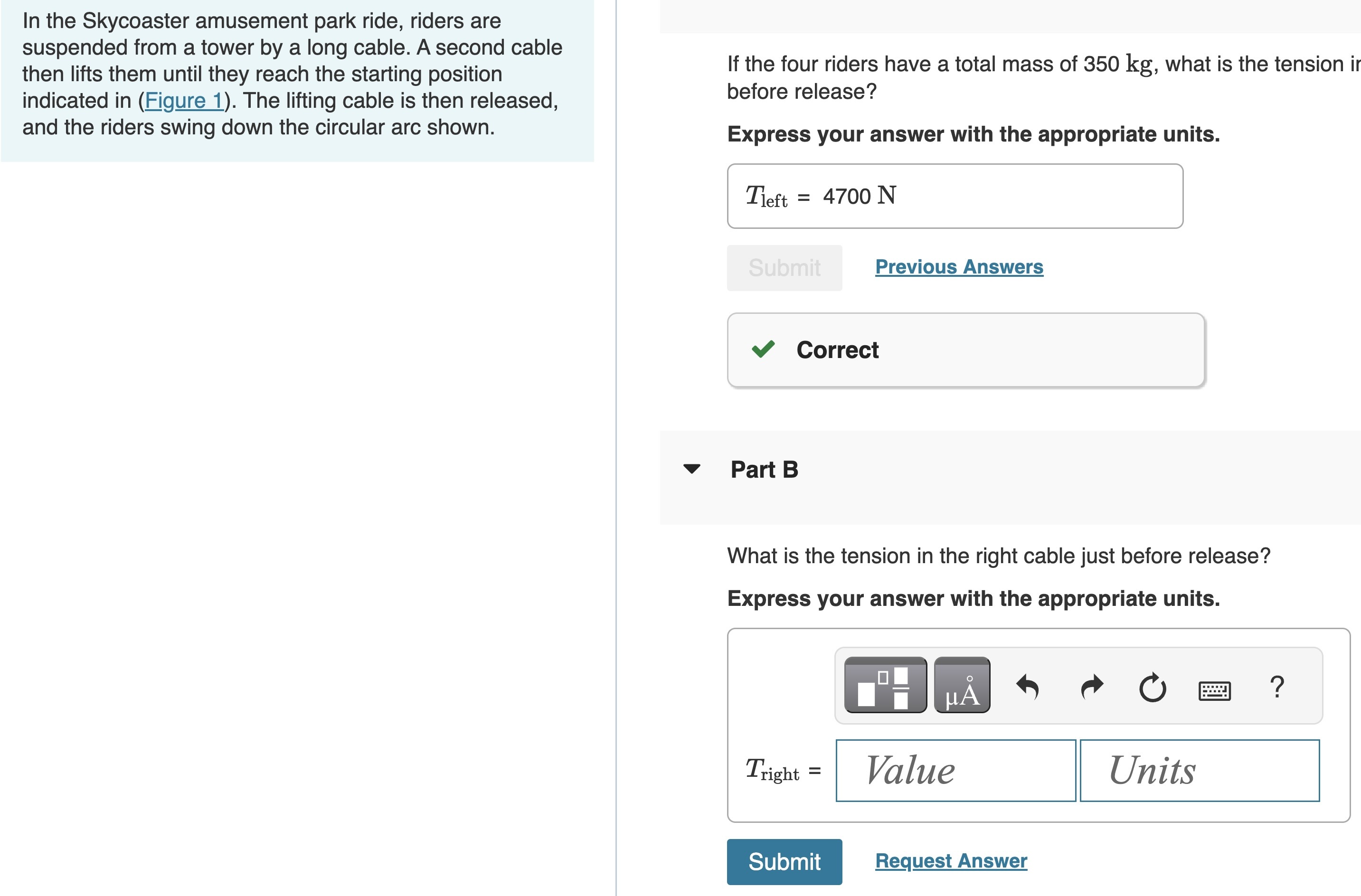 In the Skycoaster amusement park ride, riders | Chegg.com