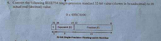 Solved 4. Convert the following IEEE754 single-precision | Chegg.com