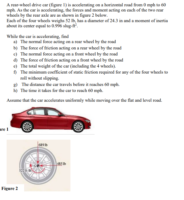 Solved A rear-wheel drive car (figure 1) is accelerating on | Chegg.com