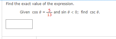 Solved Find the exact value of the expression. Given | Chegg.com