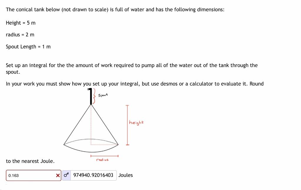 Solved The conical tank below (not drawn to scale) is full | Chegg.com