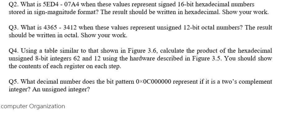 Q2. What is 5ED4 - 07A4 when these values represent | Chegg.com