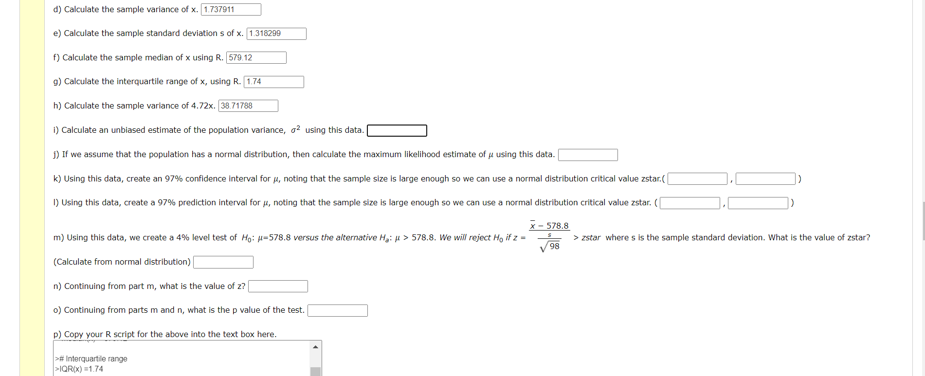 Solved Answer from I and up and give R script for each of | Chegg.com