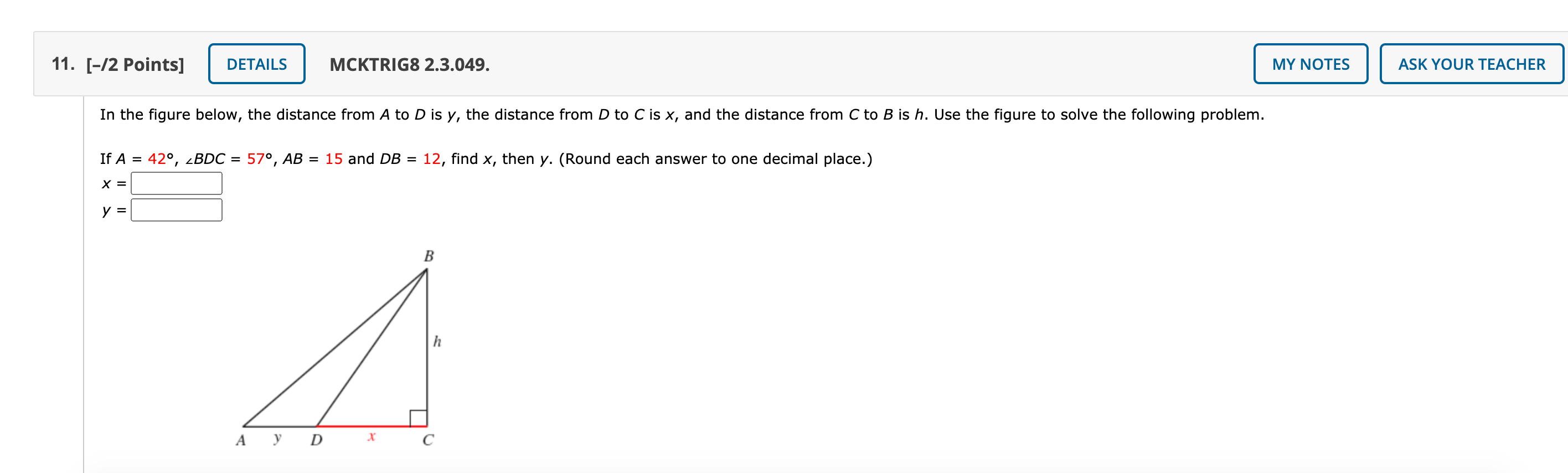 Solved In the figure below, the distance from A to D is | Chegg.com