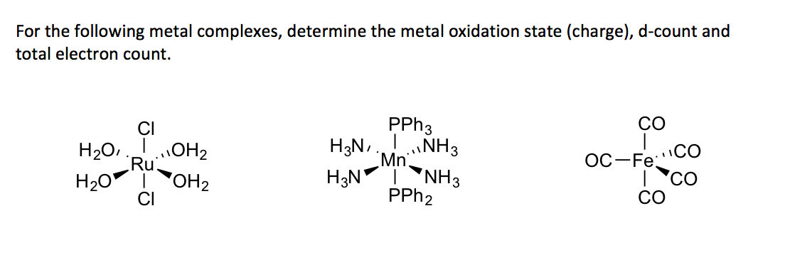 Solved For the following metal complexes, determine the | Chegg.com