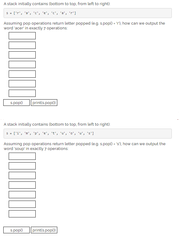 Solved A stack initially contains (bottom to top, from left | Chegg.com