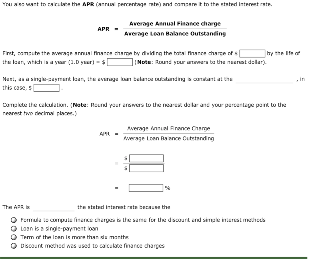 Solved 7. Calculating finance charges using the discount | Chegg.com
