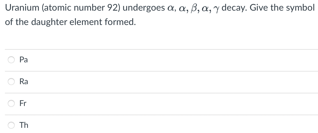 Solved Uranium (atomic number 92) undergoes a, a, ß, a, y | Chegg.com