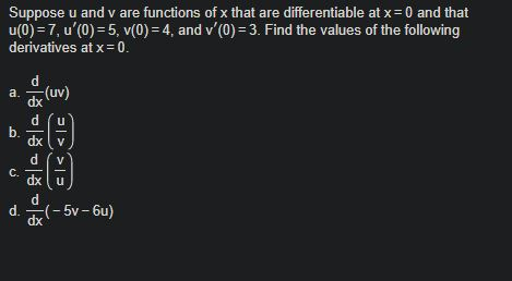 Solved Suppose u and v are functions of x that are | Chegg.com