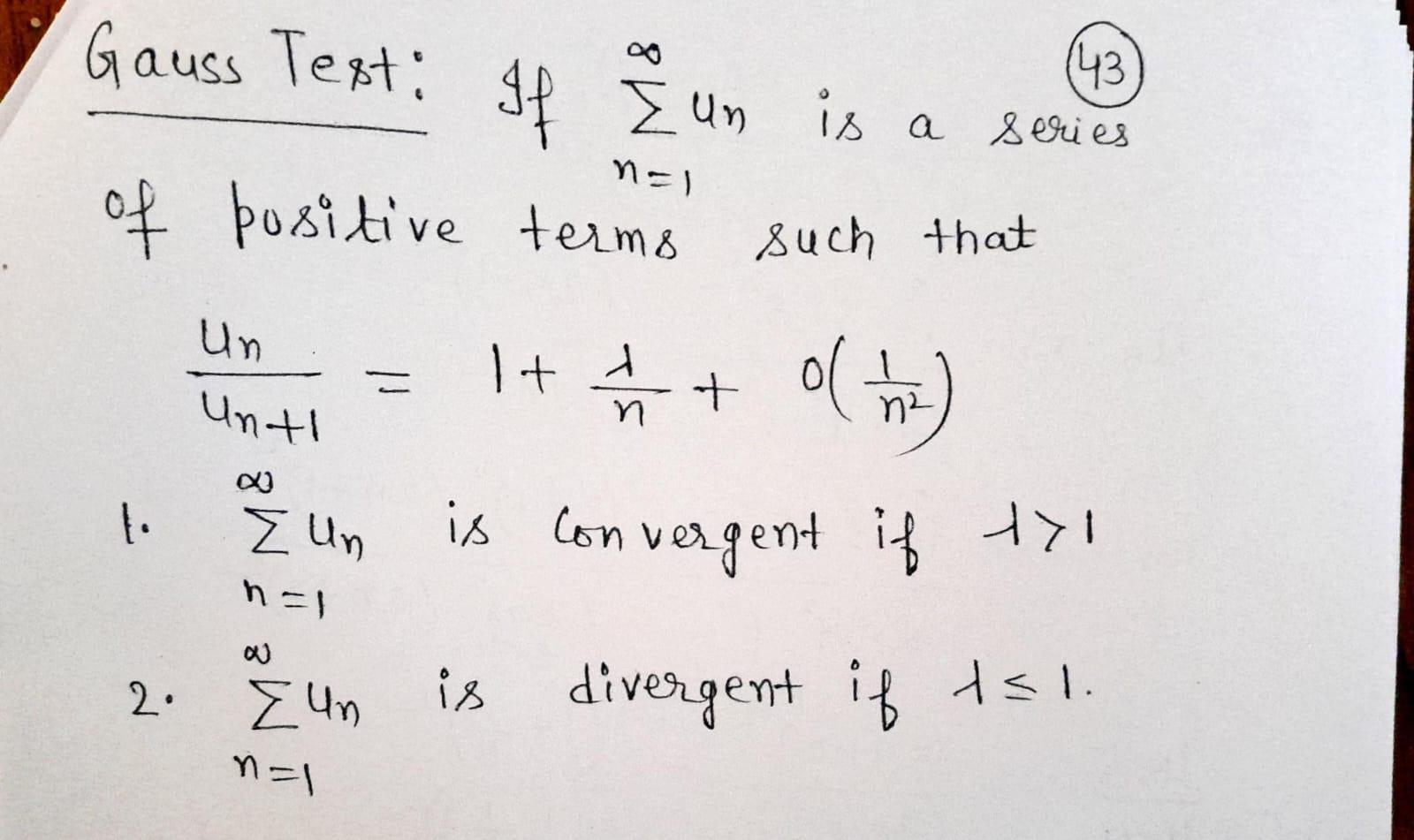 Solved What is the intuition behind the Gauss test of | Chegg.com