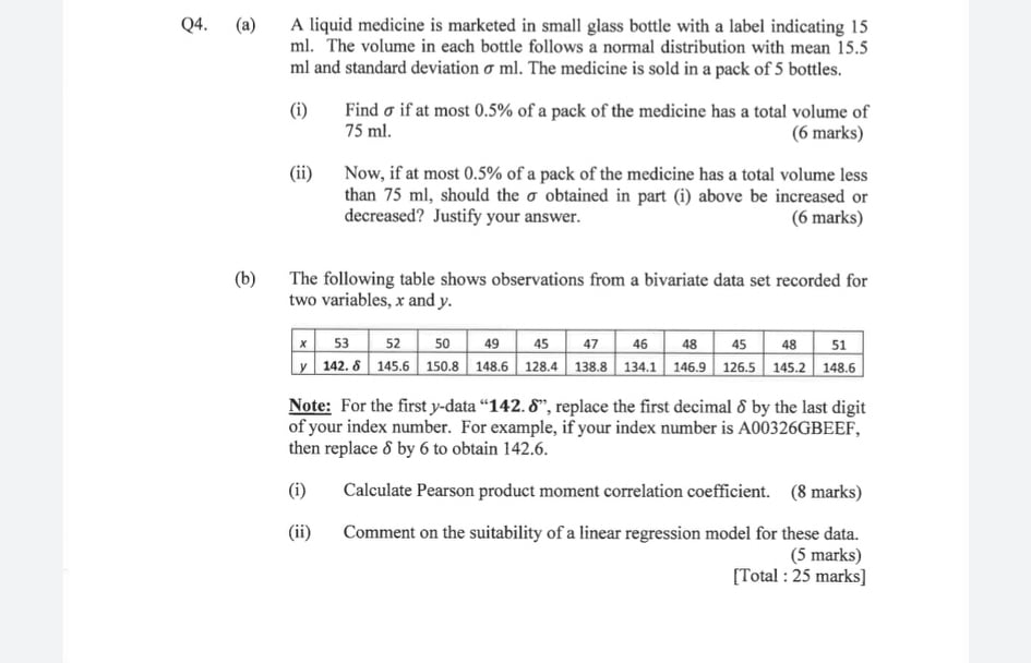 Solved Q4. (a) A liquid medicine is marketed in small glass | Chegg.com