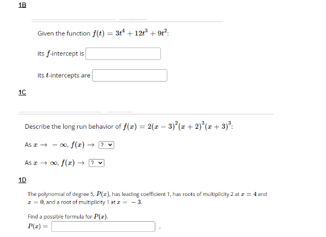 Solved Given the function f(t)=3t4+12t3+9t2 : its | Chegg.com