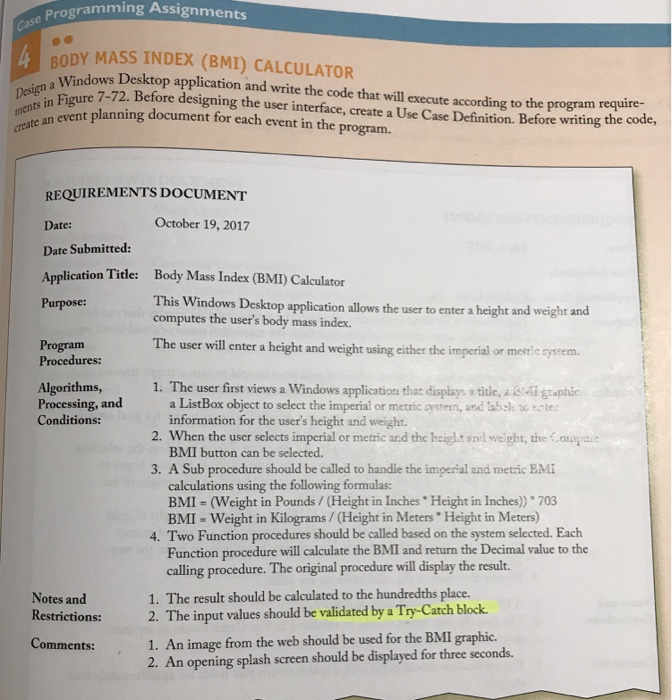 Solved ramming Assignments BODY MASS INDEX (BMI) CALCULATOR | Chegg.com