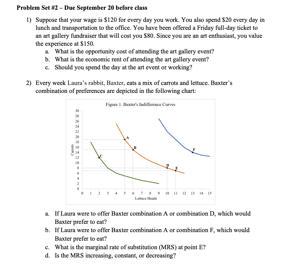 Solved oblem Set #2 - Due September 20 before class 1) | Chegg.com