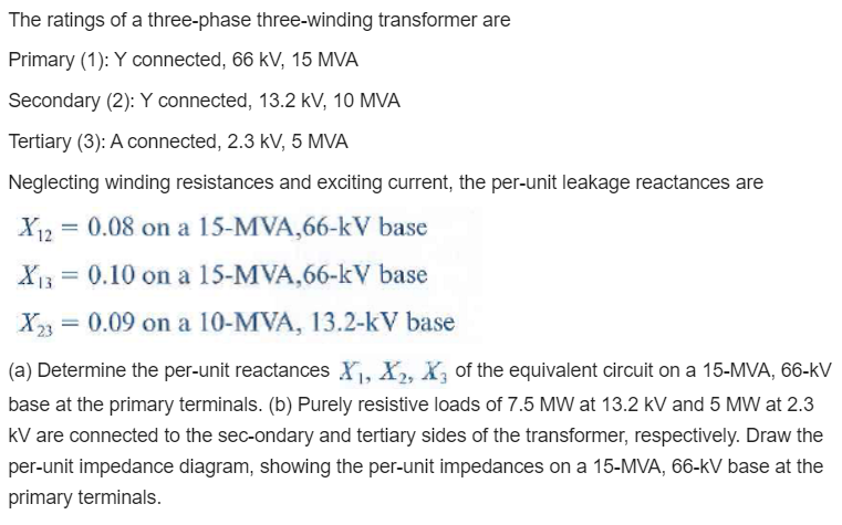 Solved The ratings of a three-phase three-winding | Chegg.com