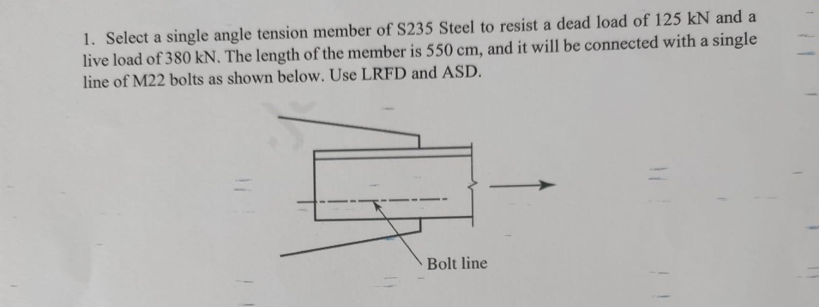 Solved Select a single angle tension members of S235 Steel | Chegg.com
