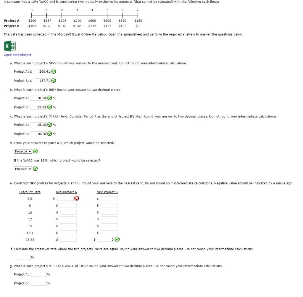 Solved Open spreadsheet a. What is each project's NPV? Round | Chegg.com