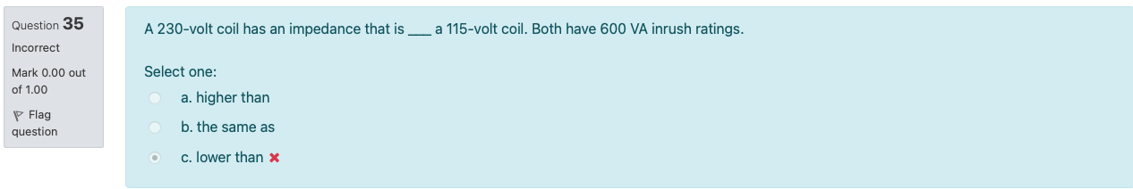 Solved Question 35 A 230-volt coil has an impedance that is | Chegg.com