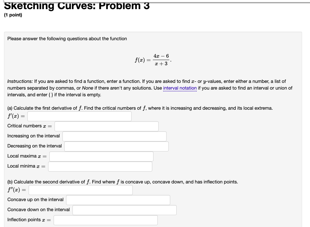 Solved Sketching Curves: Problem 3 (1 point) Please answer | Chegg.com