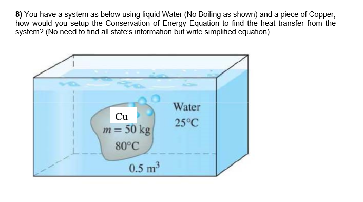 Solved 8) You have a system as below using liquid Water (No | Chegg.com