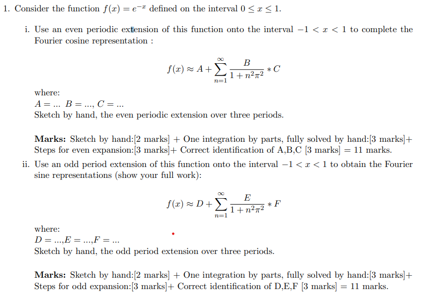 Solved Consider the function f(x)=e−x defined on the | Chegg.com