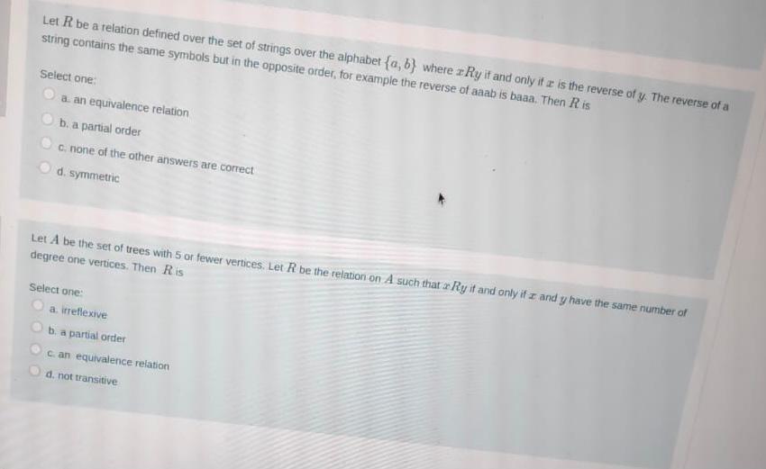 Solved R is a relation on A = {a,b,c,d) and relation R= [la, | Chegg.com