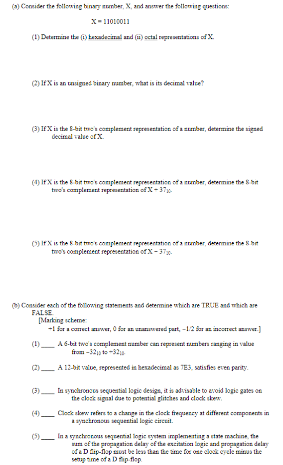 Solved a) Consider the following binary number, X, and | Chegg.com