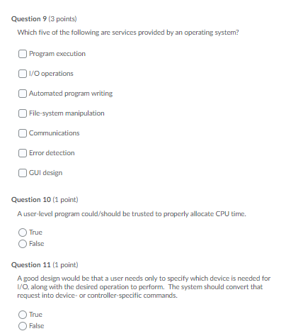 Solved Question 1 (1 point) Saved System calls allow | Chegg.com
