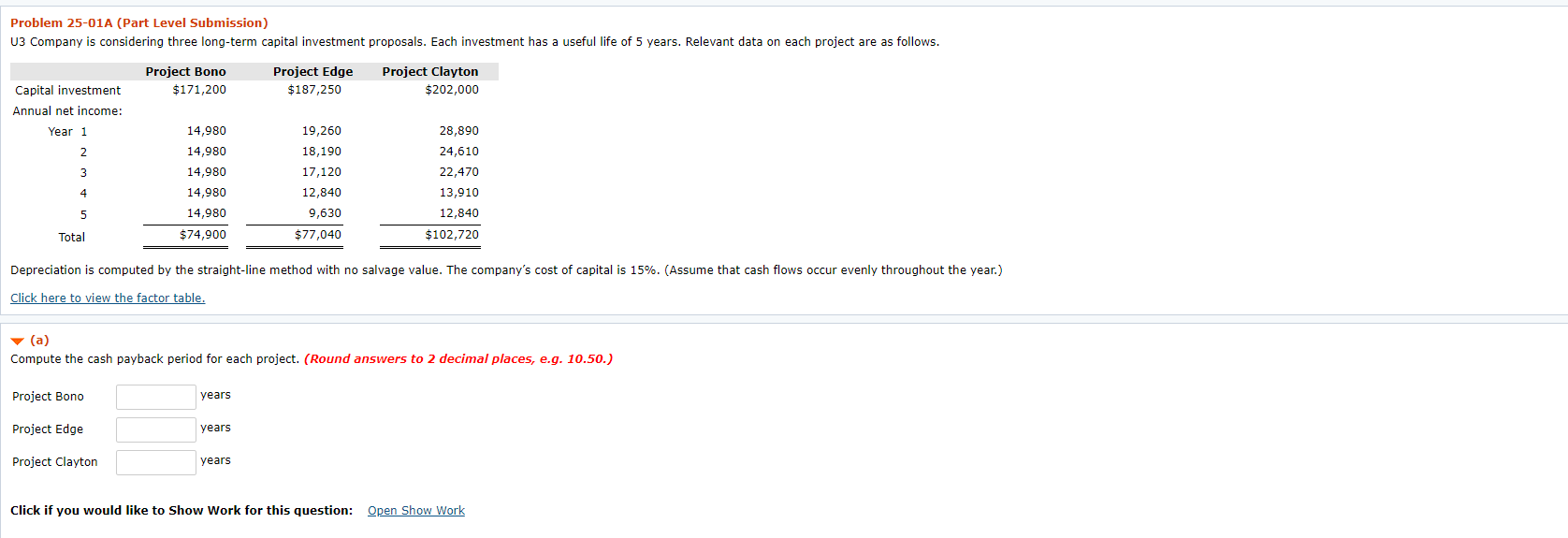 Solved Problem 25-01A (Part Level Submission) U3 Company is | Chegg.com