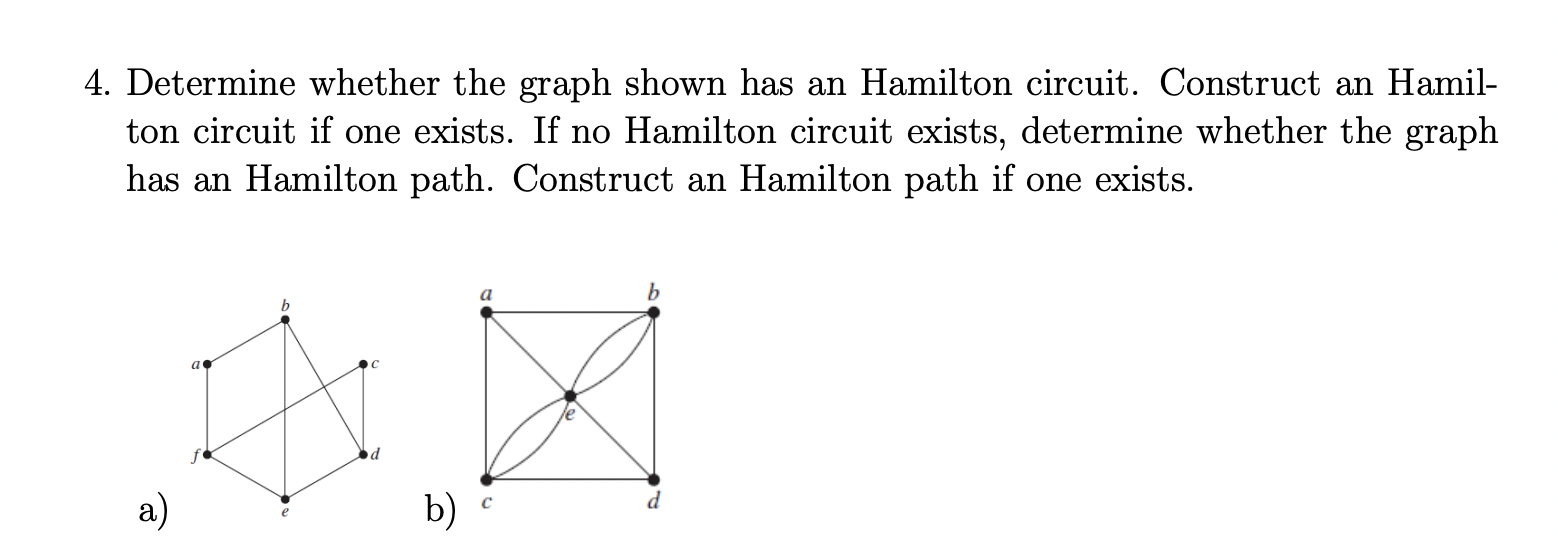 Solved 4. Determine whether the graph shown has an Hamilton | Chegg.com