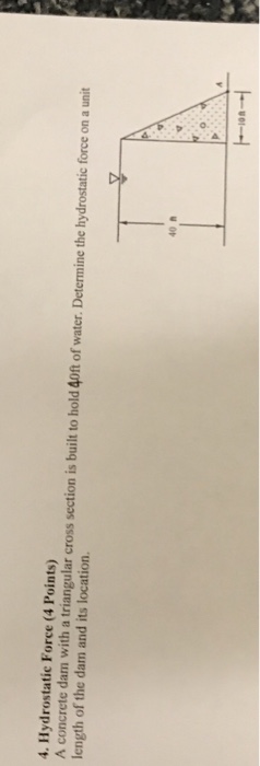 Solved Hydrostatic Force A concrete dam with a triangular | Chegg.com