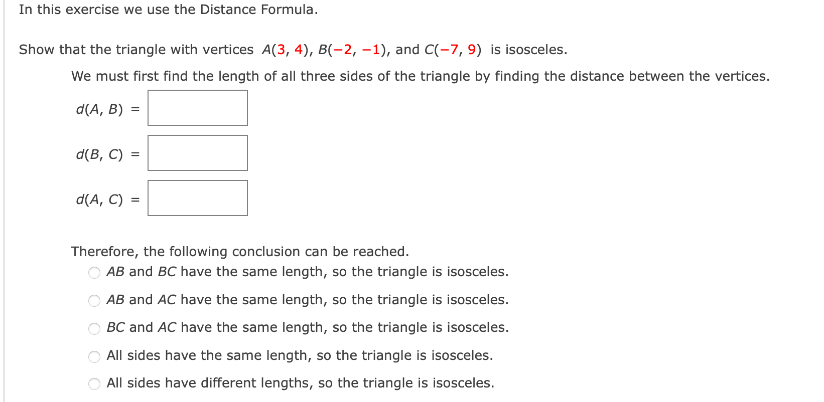 Solved In this exercise we use the Distance Formula. Show | Chegg.com