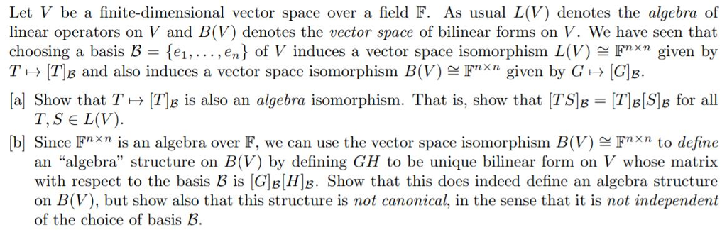 Solved Let V be a finite-dimensional vector space over a | Chegg.com
